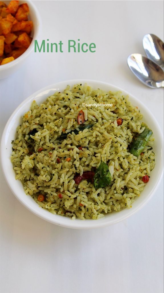 Mint rice recipe, How to make Pudina rice - Sandhya's recipes