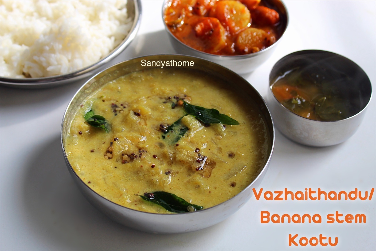 Vazhaithandu kootu, Banana stem kootu | Sandhya's Recipes